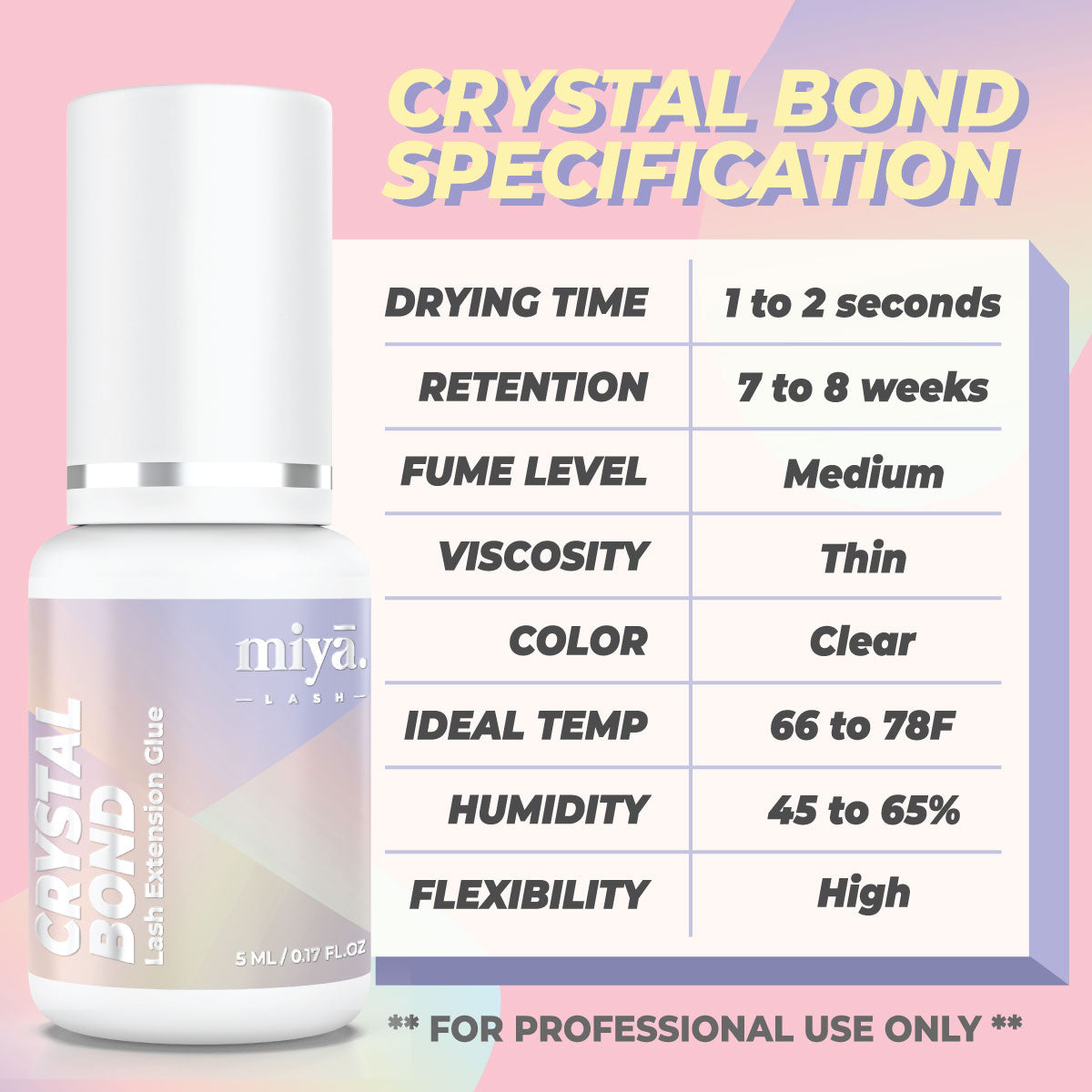 Crystal Bond - Professional Eyelash Extension Glue 5ML – MIYA LASH